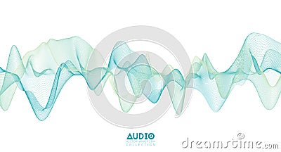 3d Audio Soundwave. Light Green Music Pulse Oscillation. Glowing ...