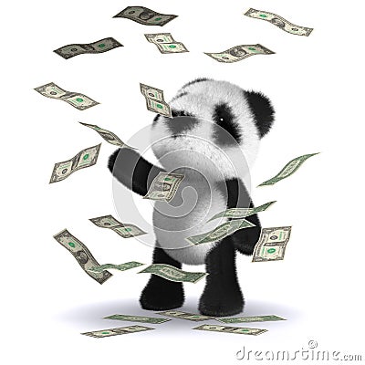 3d Baby Panda Bear Wins Loads Of Money Stock Illustration - Image: 45535677