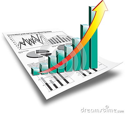 3D Bar Graph On Paper Cartoon Vector | CartoonDealer.com #34420987