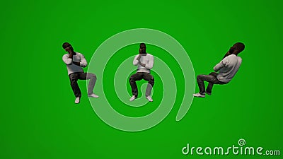 3d Black American Man Sitting Green Screen Reading Book and Playing ...