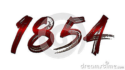 3D Blood Red Number Design Of 1854 On White Background Royalty-Free ...