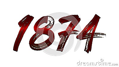 3D Blood Red Number Design Of 1874 On White Background Royalty-Free ...
