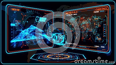 3D Blue Orange Helicopter HUD Interface Motion Graphic Element Stock ...