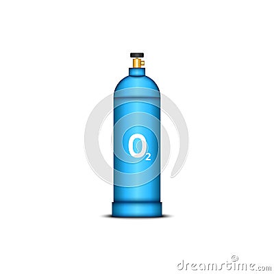 3d Blue Oxygen Cylinder O2 Isolated On White Background, Realistic ...