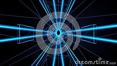 3D Blue Tron Style Tunnel Loopable Motion Background Stock Video ...