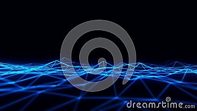 3D Blue Wireframe Grid Landscape Graphic Element Loopable Stock Footage ...