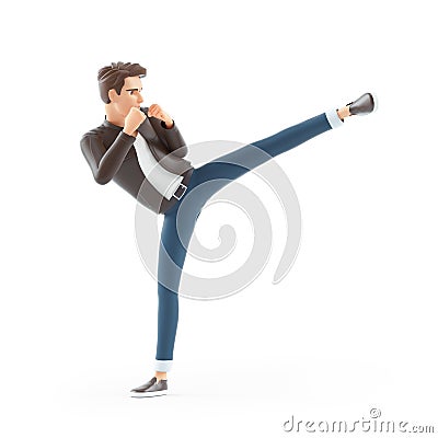 3d Cartoon Man Karate Kick | CartoonDealer.com #226729136