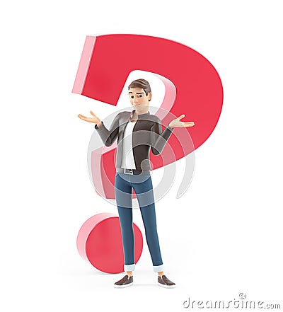 3d Cartoon Man Standing In Front Of Question Mark | CartoonDealer.com ...