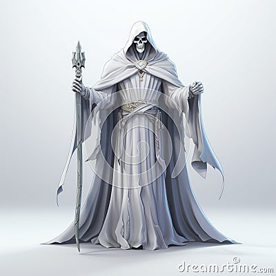 Minimalist Cel Shaded 3d Lich Character On White Background Royalty ...