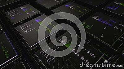 3d Cells With Numeric Data. Animation. Set Of Tiers And Rows In Virtual Database With Numerical ...