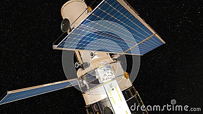 Artificial satellite stock video. Video of space, panel - 112355705