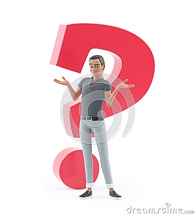 3d Character Man Standing In Front Of Question Mark Royalty-Free ...