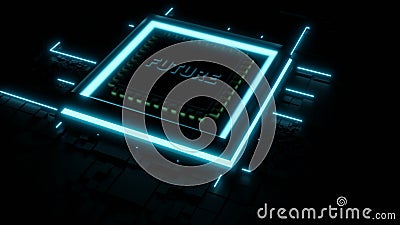 3d Chip with Neon Nets. Design. 3D Chip Runs Computer S Software ...