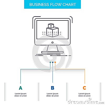 3d, Cube, Dimensional, Modelling, Sketch Business Flow Chart Design ...