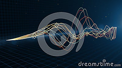Curve Graph Wave Chart Statistic Diagrams With Particles On Black ...