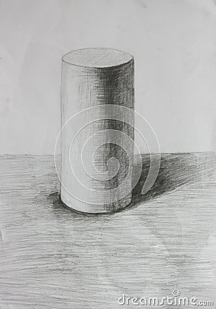 3D Cylinder Pencil Sketch Royalty-Free Stock Image | CartoonDealer.com ...