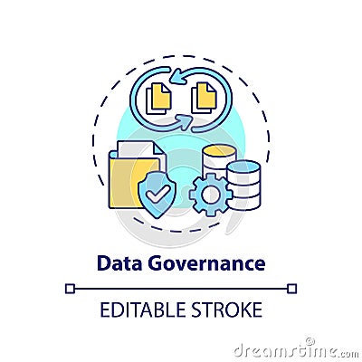 2D Data Governance Concept Linear Icon Cartoon Vector | CartoonDealer ...