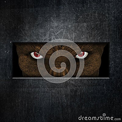 3D Demonic Creature Staring Through A Slot In A Door Royalty-Free Stock ...