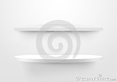 3D Empty White Shelf On Clean Wallpaper Background Cartoon Vector ...