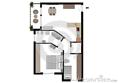 3D Floor Plan. 3D Illustration Floorplan Royalty-Free Cartoon ...