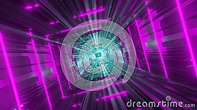 3d Fly through Geometry Tunnel with Neon Glow 3d Objects, Sci Fi Glow ...