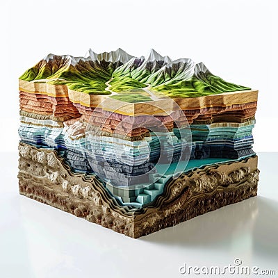 3D Geological Cross-Section Model. Generative Ai. Royalty-Free Cartoon ...