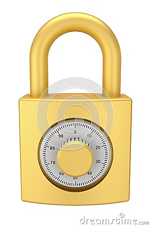3d Golden Code Padlock Isolated On White Background. High Resolution 3d ...