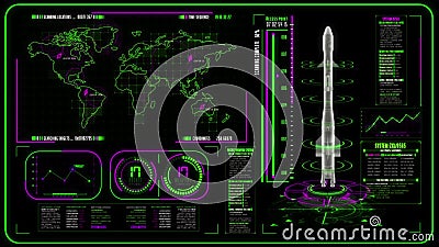 3D Green Magenta HUD Rocket Interface Motion Graphic Element Stock ...
