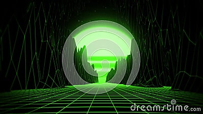 3D Green Neon Retro Synthwave VJ Loop Motion Background Stock Video ...