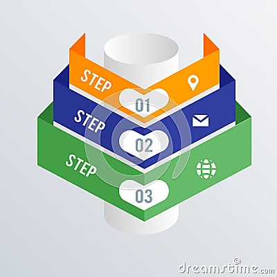3D Hierarchical Infographic Template Design. Business Concept Infograph ...