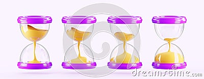 3d Hourglass Animation Sprite Sheet Game Icon Set. Render Glass Clock ...
