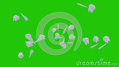 3D Human Teeth Flying through the Frame on a Green Screen. Stock Video ...
