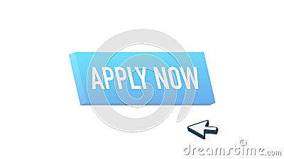 3d Icon with Blue Apply Now Button on Yellow Background. 3d . Pointer ...