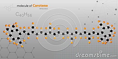 3d Illustration Of Beta Carotene Molecule, On White Background Stock ...