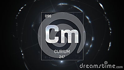 Curium As Element 96 Of The Periodic Table 3D Illustration On Silver ...