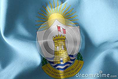 3D Illustration Flag Of Callao Is A Region Of Peru. Waving On Th ...