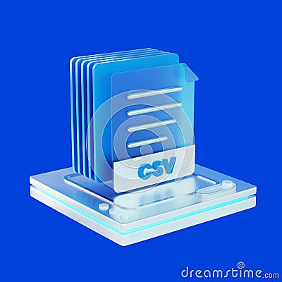 A 3D Illustration Of A Folder Icon With A Bold CSV Sign On It. Royalty ...