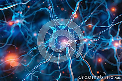 The Human Brain Showing Neuron Activities Stock Illustration ...
