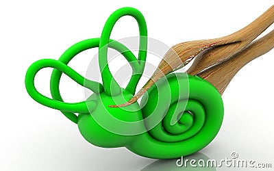 3D Illustration Of Inner Ear .Cochlea In Color Background ...