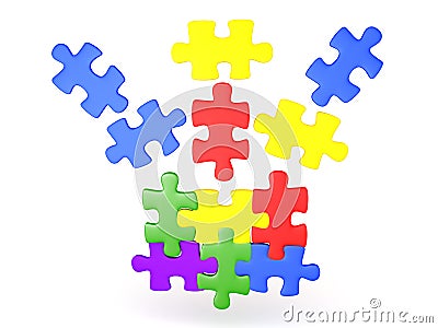 3D Illustration Of Jigsaw Puzzle Pieces Falling Into Place Stock Photo ...