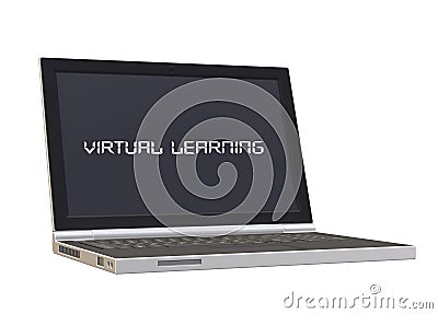 3D Illustration Of A Laptop Notebook With Words Virtual Learning On The ...