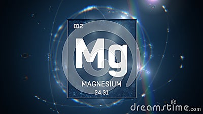 Magnesium As Element 12 Of The Periodic Table 3D Animation On Blue ...