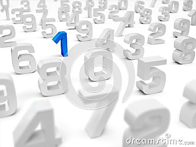 3D Illustration - 3D Numbers On White Background - Focus On Blue Number ...