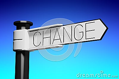 Change - White Signpost With One Arrow, Abstract Blue Background ...