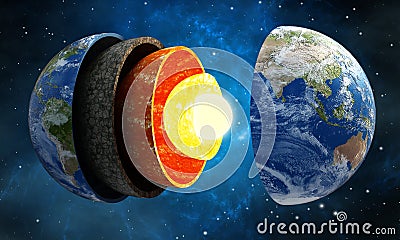 3D Illustration Showing Layers Of The Earth In Space Stock Illustration ...