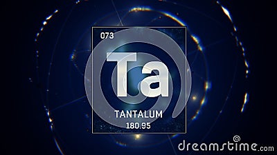 Tantalum As Element 73 Of The Periodic Table 3D Illustration On Blue ...