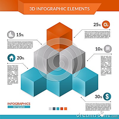 3d Infographics Pyramid Of Cubes Chart. Cartoon Vector | CartoonDealer ...