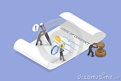 3D Isometric Flat Vector Conceptual Illustration Of Code Of Conduct ...