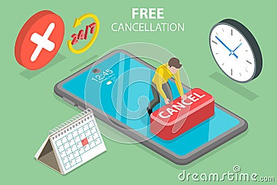 3D Isometric Flat Vector Conceptual Illustration Of Free Cancellation ...
