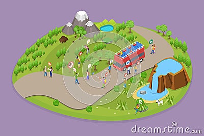 3D Isometric Flat Vector Illustration Of School Field Trip ...